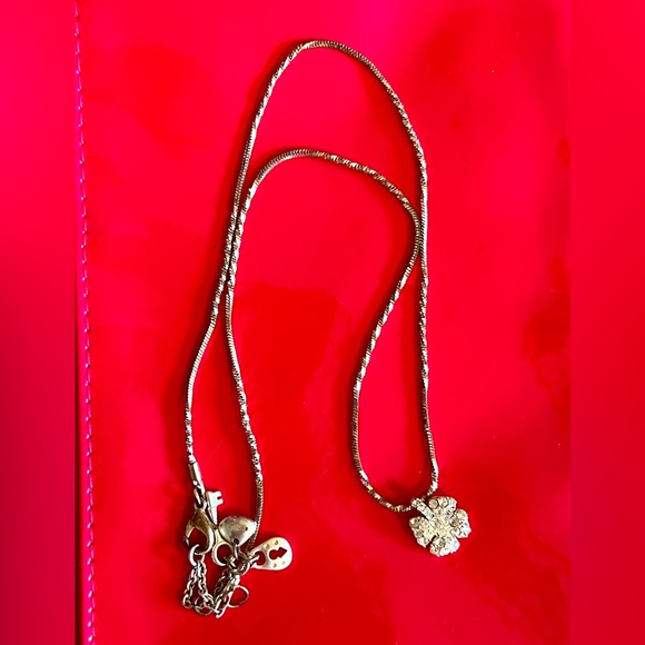 Fossil | Jewelry | Fossil Silver With Pave Rhinestones Clover Necklace ...